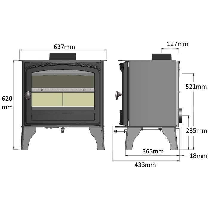Hunter Herald 8 Eco Single Door Eco Design Ready 2022 7kW Wood Stove ...